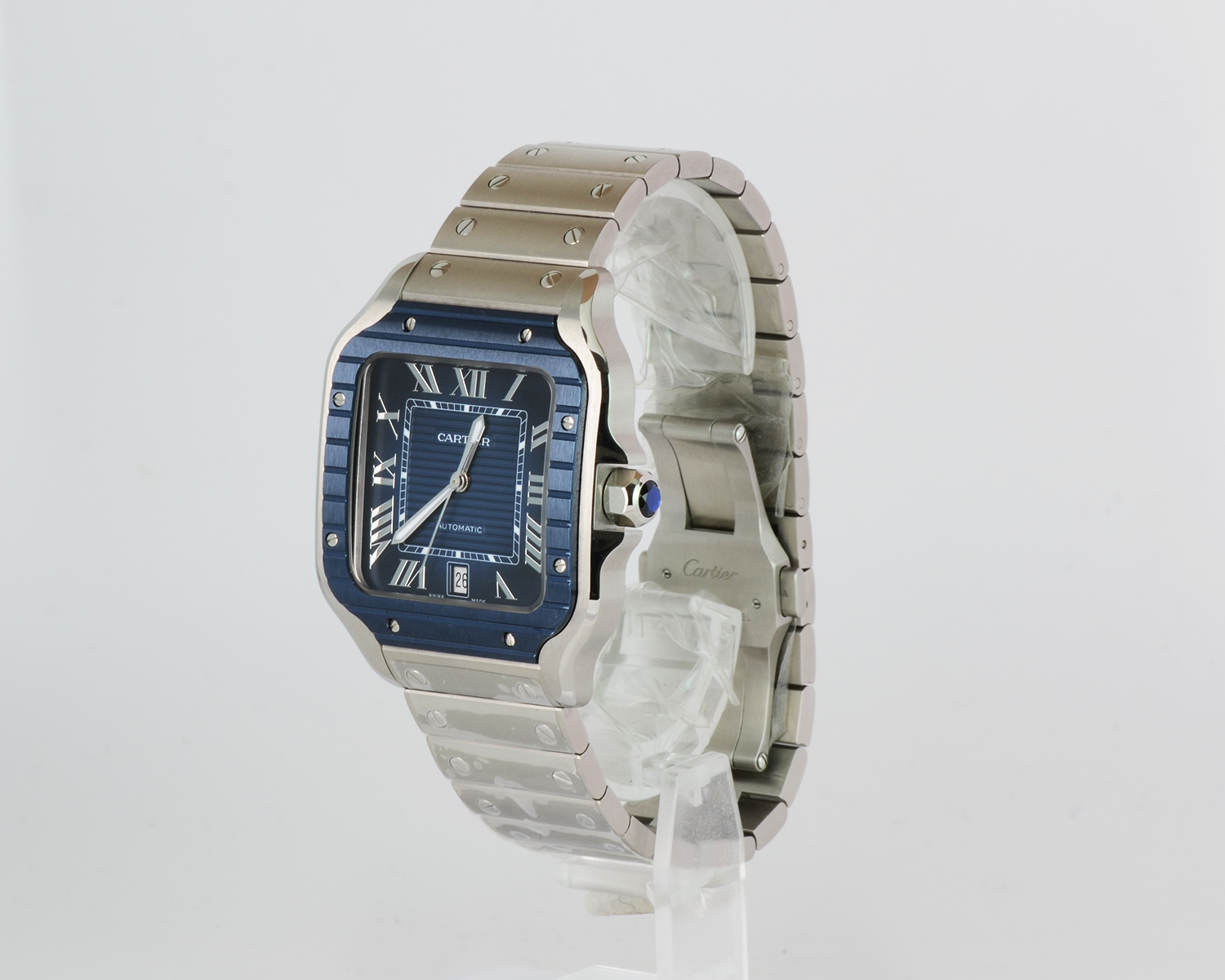 New Cartier Santos WSSA0048 Blue Dial 39.8mm Steel Watch 2023 Full Set ...